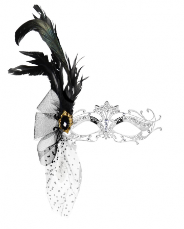 Intricate metal eye mask with rhinestones and feathers for your ...