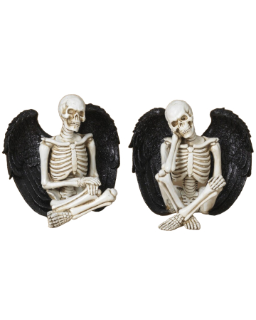 Skeleton Angel With Black Glitter Wings 8cm ★ Gothic decoration ...