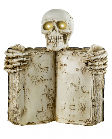 Skeleton Bust With Spellbook & LED Eyes 34cm as an eye-catcher | Horror ...