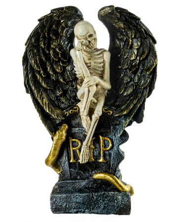 Weeping Angel Of Death With Wings & Gravestone 32cm | Horror-Shop.com