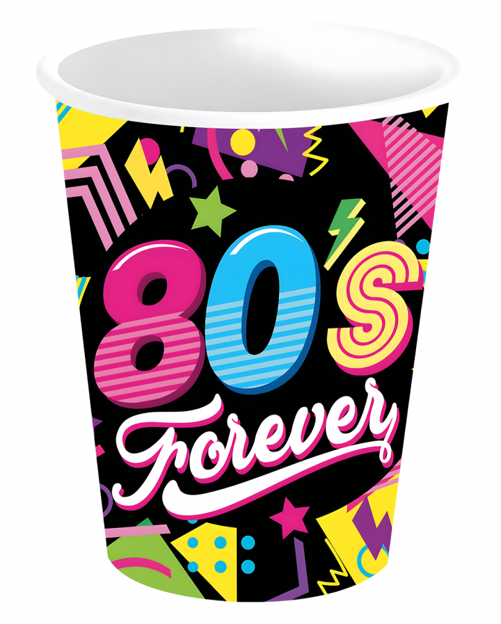 80's Forever Paper Cup 6 Pcs. for theme parties | Horror-Shop.com