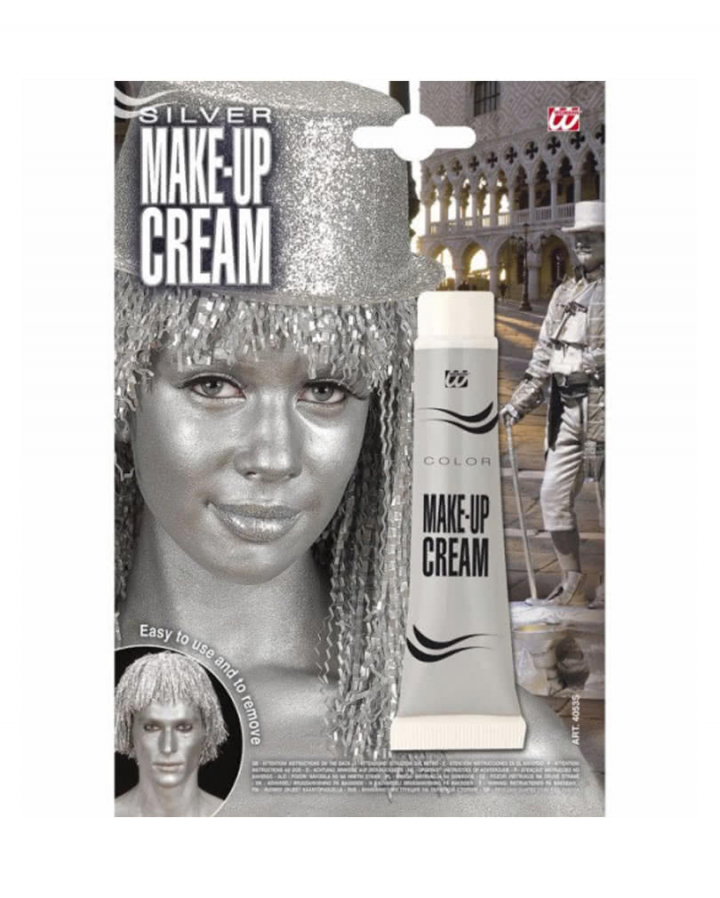 Cream Make Up Silver | Silver shiny theater make | Horror-Shop.com