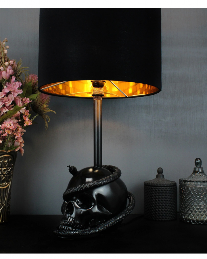 Edison Table Lamp With Skull And Snake 55cm ★ | Horror-Shop.com
