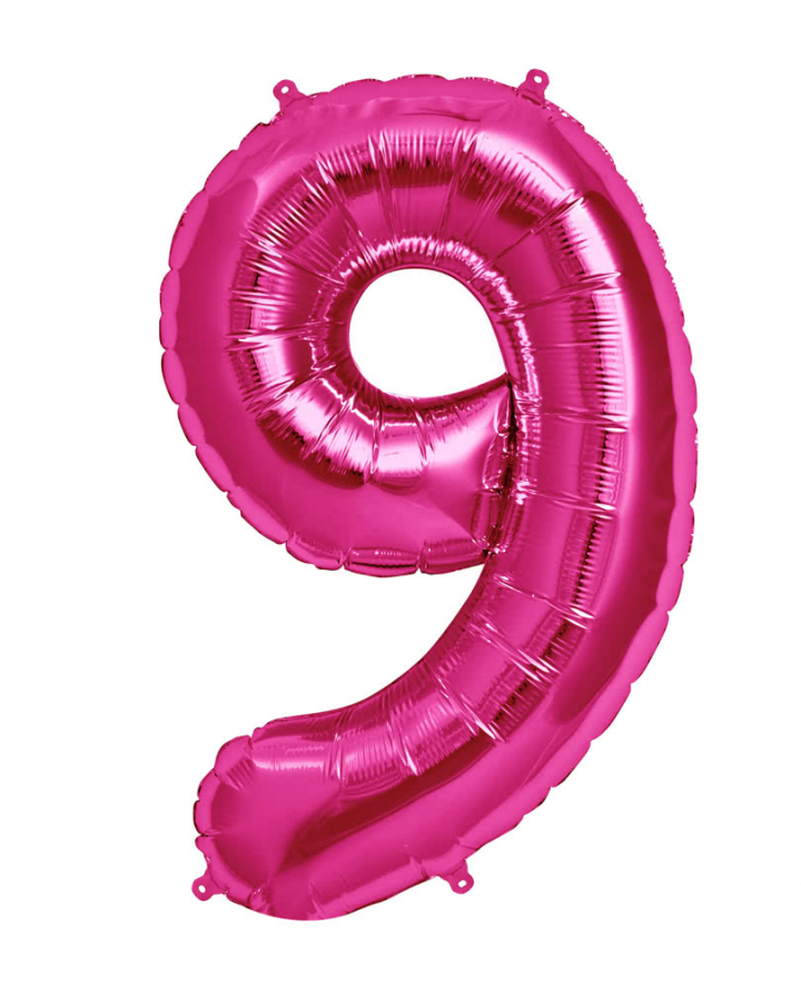 Foil Balloon Number 9 Pink Numbers as balloon motif | Horror-Shop.com