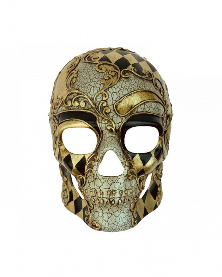 Venetian Skull Mask Gold Black order | Horror-Shop.com