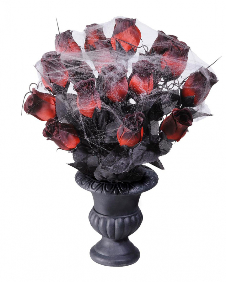 Gothic Vase With Red Faded Roses & Cobwebs ★ | Horror-Shop.com