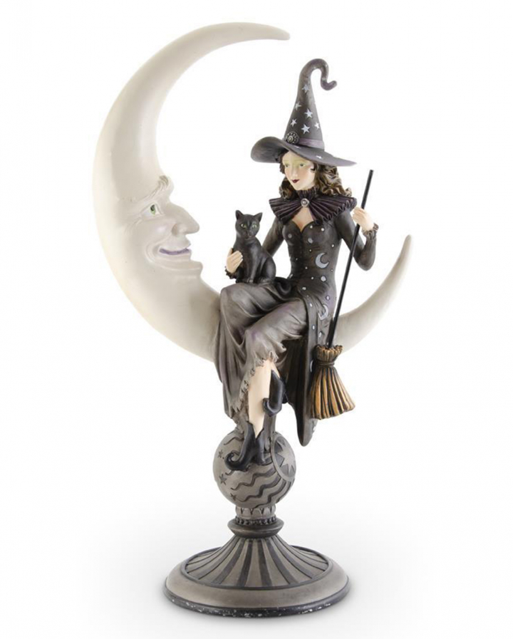 Halbmond Hexe Deko Statue 52cm | Hexen Dekoration | Horror-Shop.com