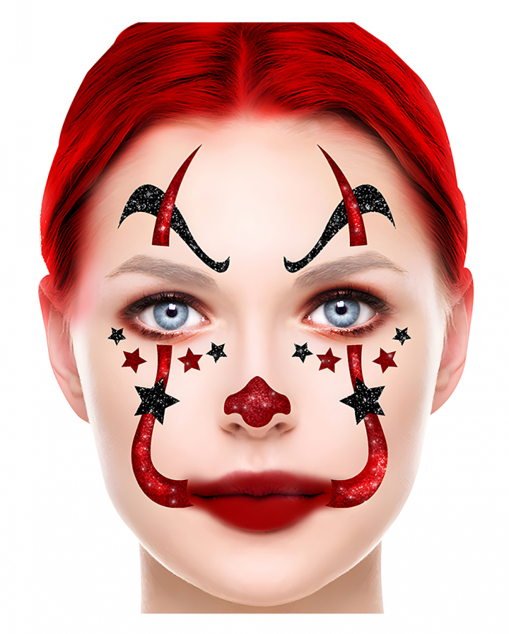 Killerclown Glitter Face Sticker | Halloween Make-Up | Horror-Shop.com