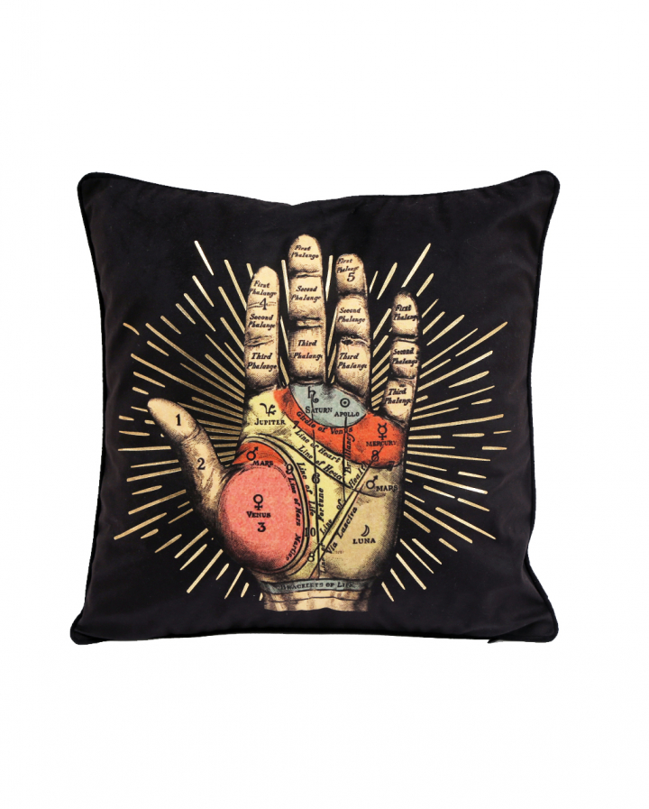 Palmistry Hand Dekokissen 40x40cm | Chiromantie Kissen | Horror-Shop.com