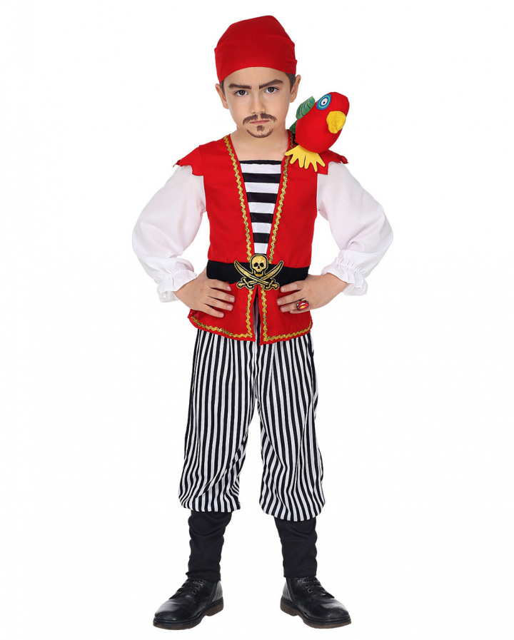 Pirate Child Costume With Parrot as carnival costume | Horror-Shop.com