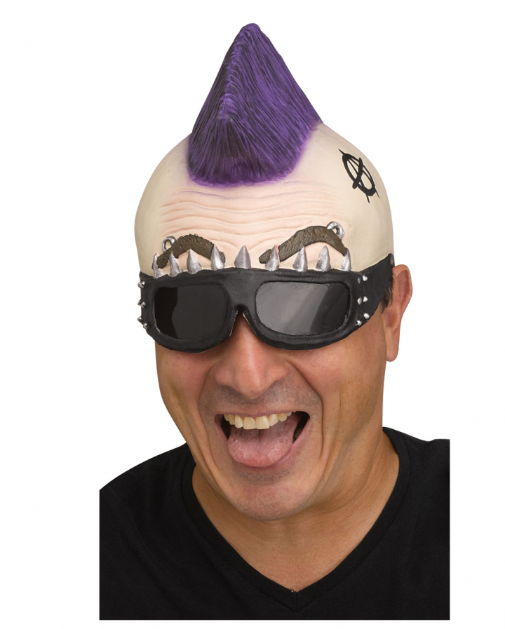 Punk Bald Head With Mohawk & Sunglasses ★ | Horror-Shop.com