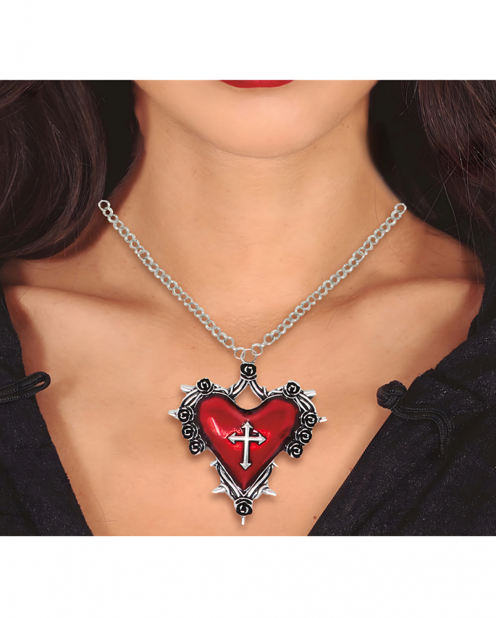 Purple Gothic Heart Locket Necklace for Halloween | Horror-Shop.com