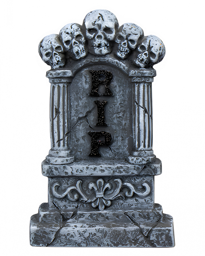 RIP Decorative Gravestone With Skulls 14.5cm | Horror-Shop.com
