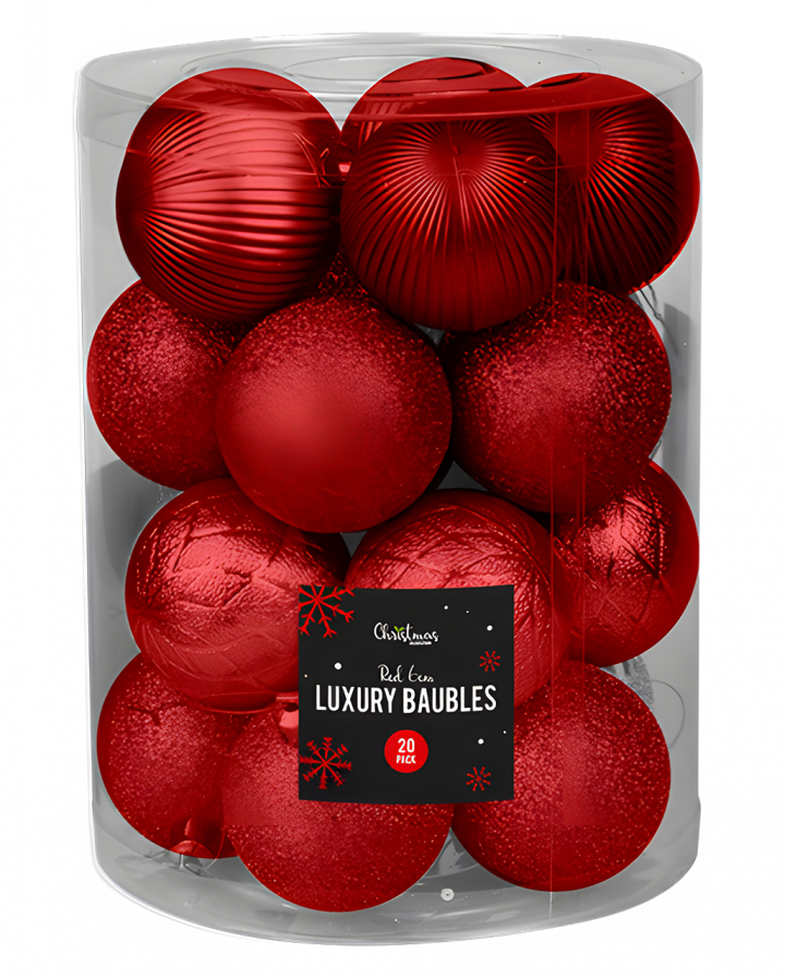 Red Christmas Baubles 20 Pcs. | Christmas decoration | Horror-Shop.com