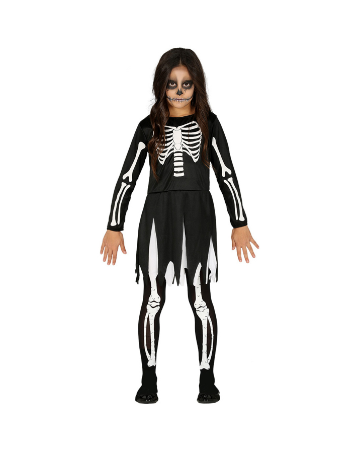 Skeleton Girl Halloween Costume For Children 10-12 Jahre | Horror-Shop.com