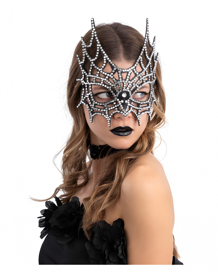 Spinnennetz Maske mit Strass | Halloween Maske | Horror-Shop.com