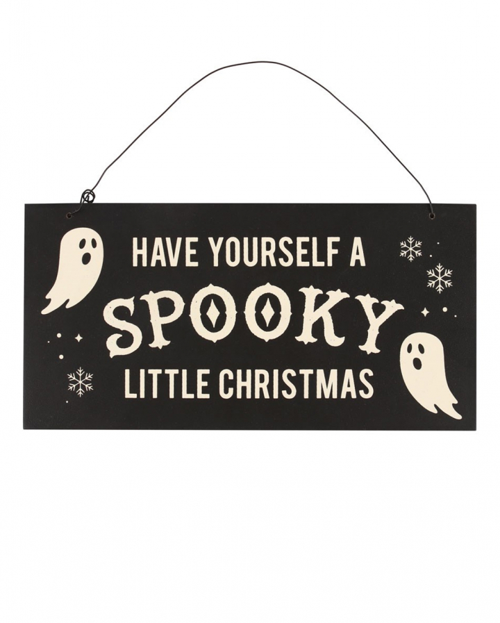 Spooky Little Christmas Hanging Sign Gothic decoration | Horror-Shop.com