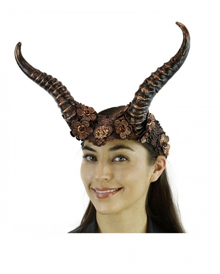 Steampunk Faun Horns Hairband With Lace Bronze ★ | Horror-Shop.com
