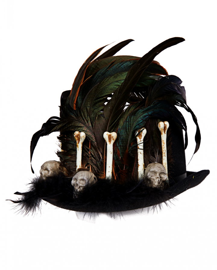 Voodoo Hat With Feathers And Bones for Halloween | Horror-Shop.com