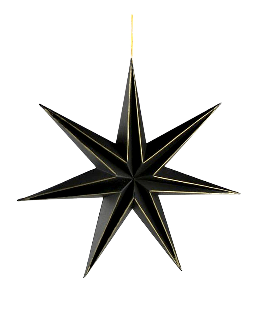 7-pointed Gothic Decoration Star Black Gold 30cm ★ | Horror-Shop.com