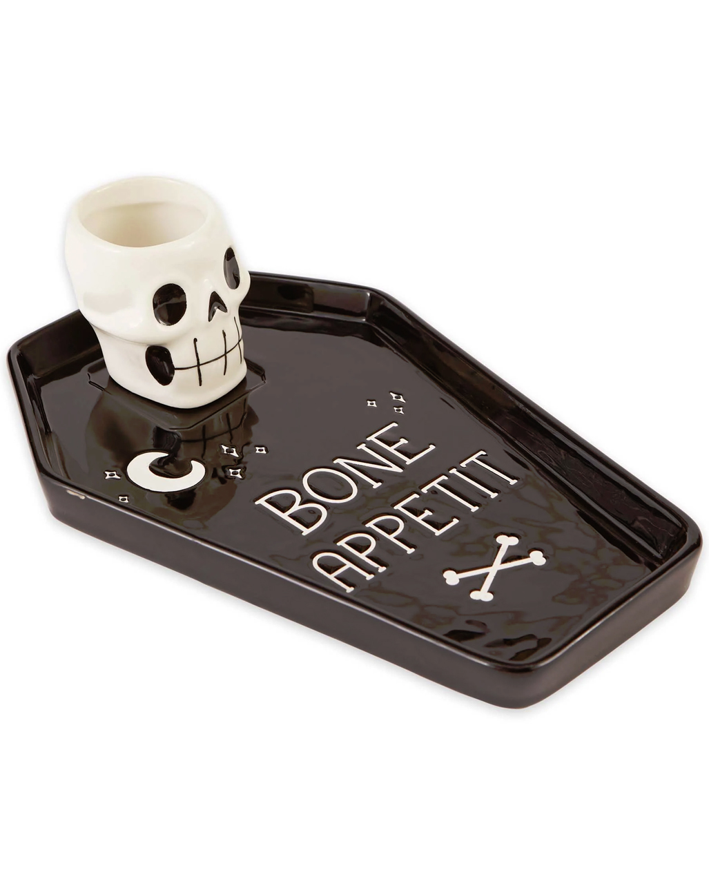 Bone Appetit Coffin Serving Plate With Skull 28cm ★ | Horror-Shop.com