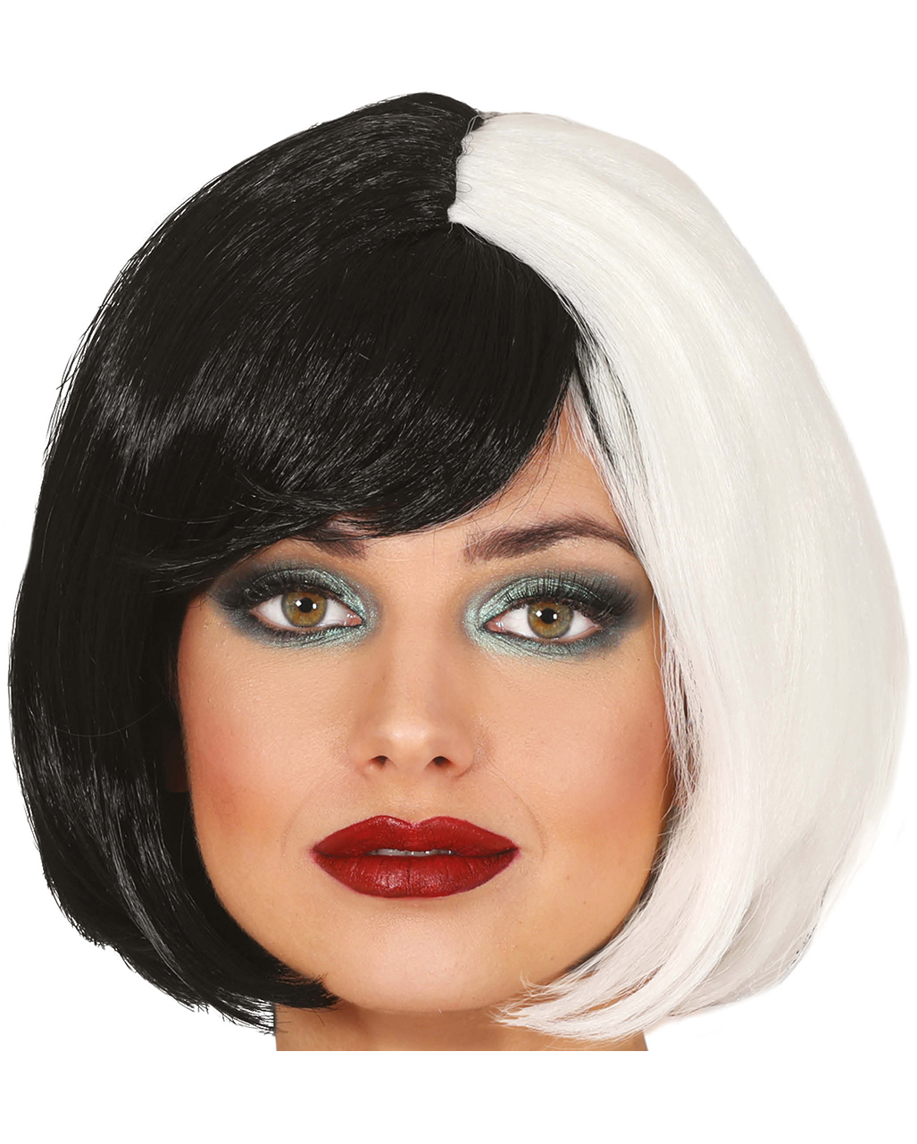Evil Madame Bob Perücke Schwarz/Weiß für Halloween kaufen | Horror-Shop.com