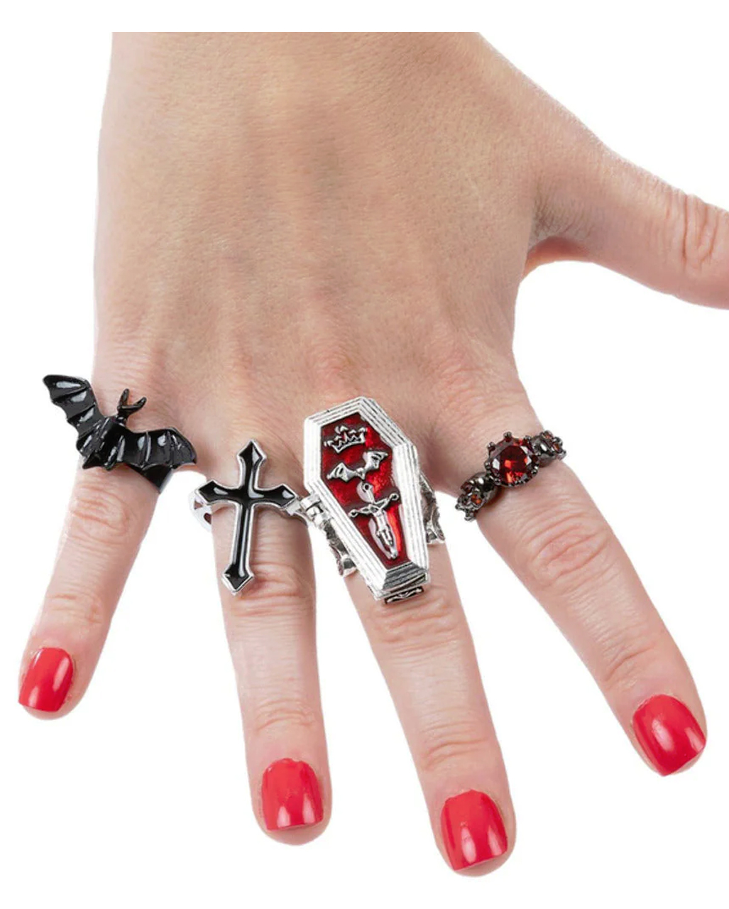 Gothic Vampir Ringe 4 St. als Halloween Kostümzubehör | Horror-Shop.com