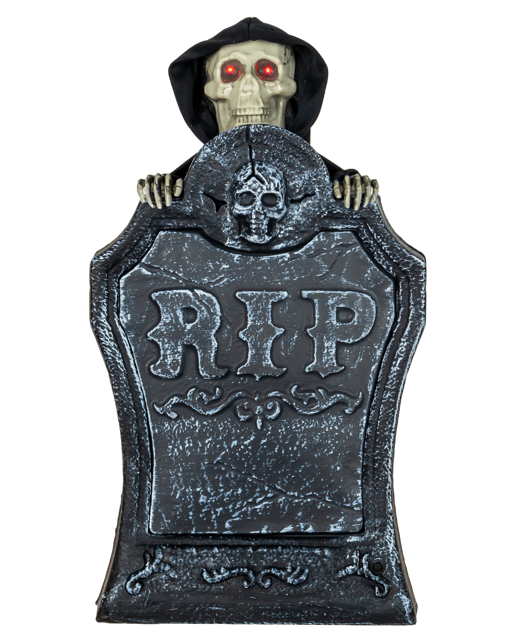 Tombstone With Hidden Grim Reaper Animatronic 39cm 💀 | Horror-Shop.com