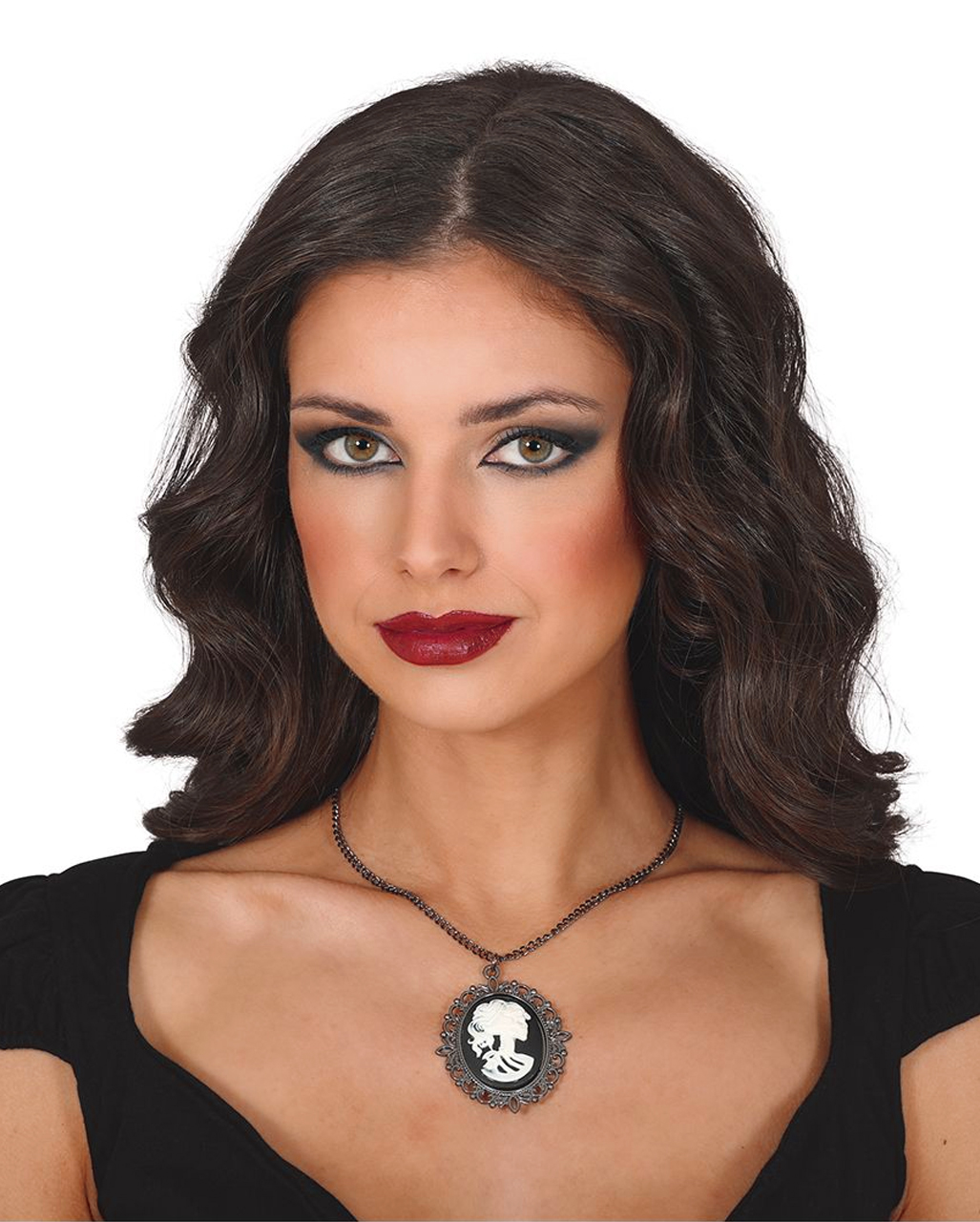 Necklace With Skeleton Lady As A Medallion for Halloween | Horror-Shop.com