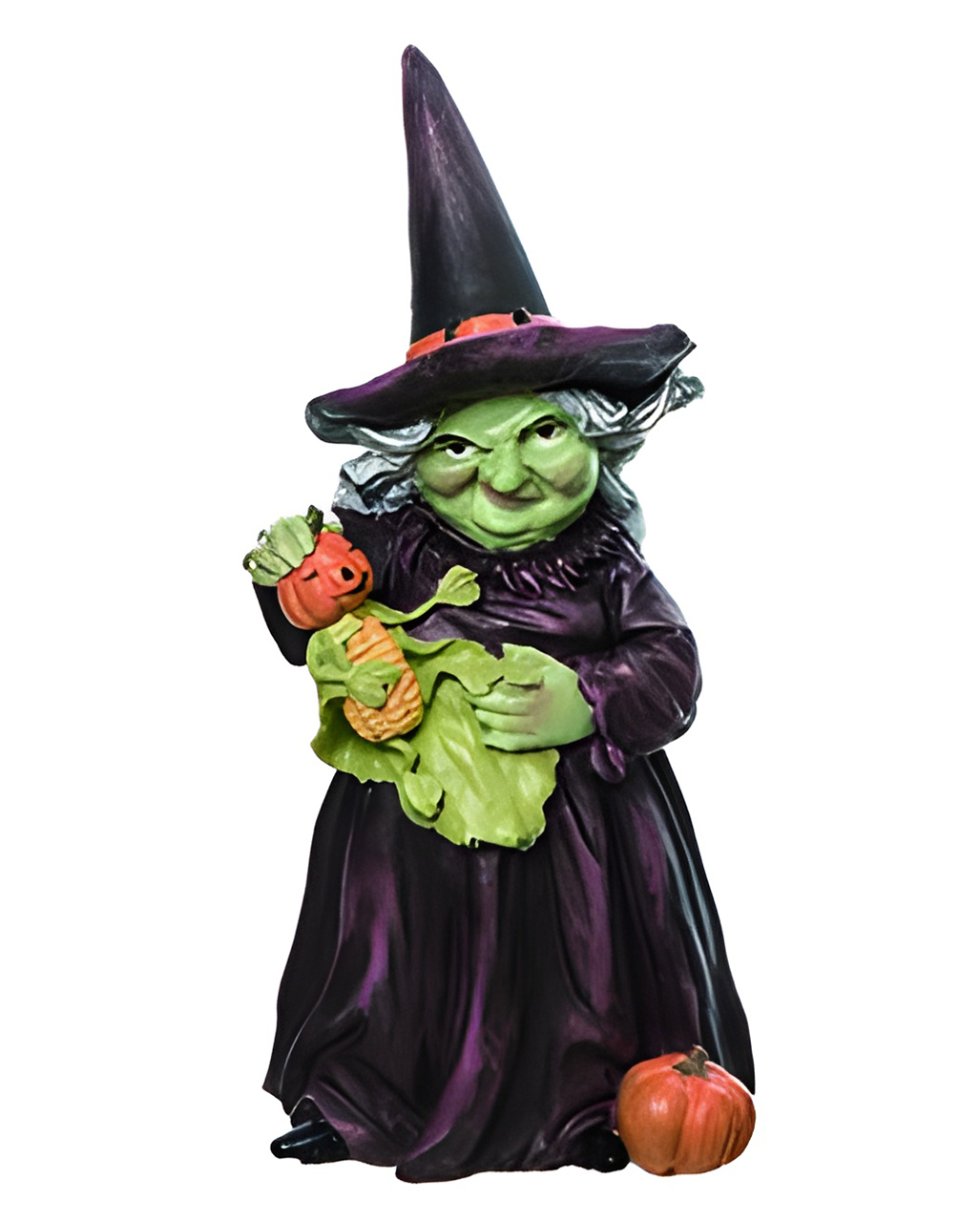 Hexe mit Kürbismännchen Dekofigur 19cm für Halloween | Horror-Shop.com