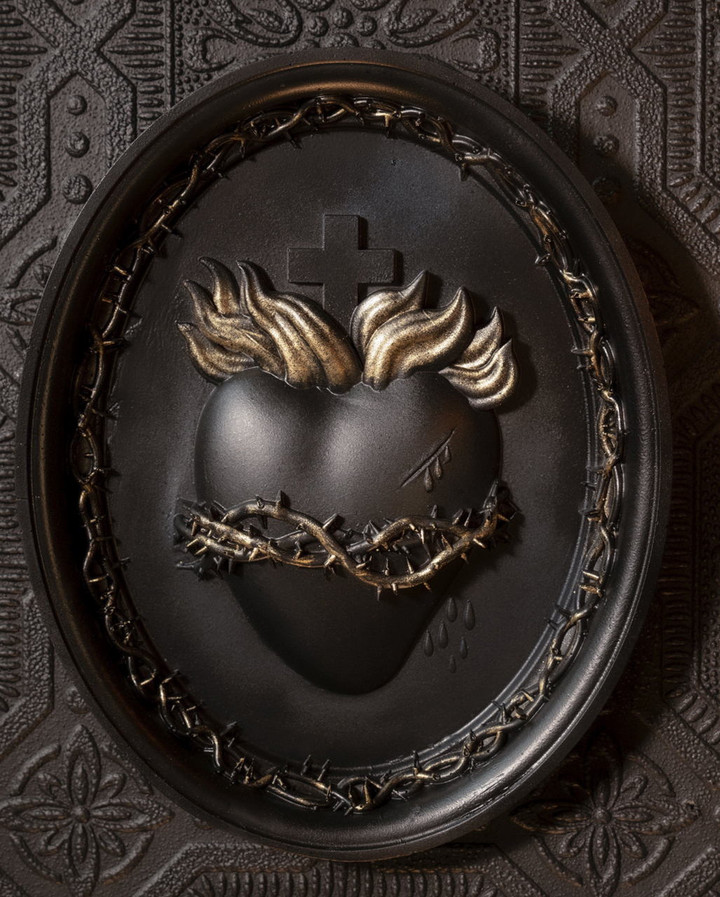 Sacred Heart Gothic Mural With Wreath Of Thorns 20cm ★ | Horror-Shop.com