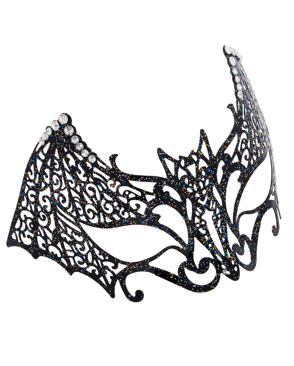 Black Bat Metal Mask With Rhinestones | Horror-Shop.com