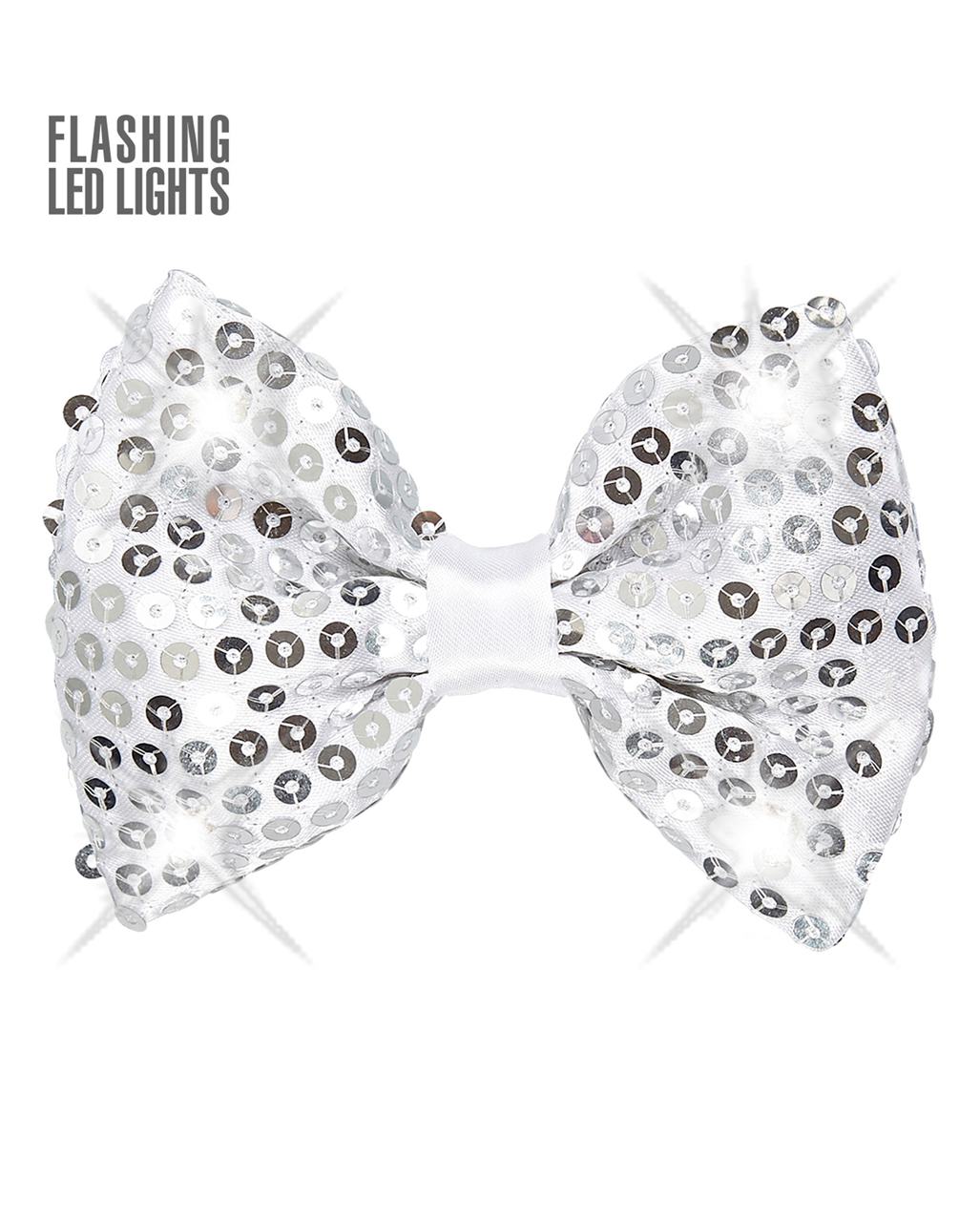 Silver Bow Tie With LED Light as a costume accessory | Horror-Shop.com