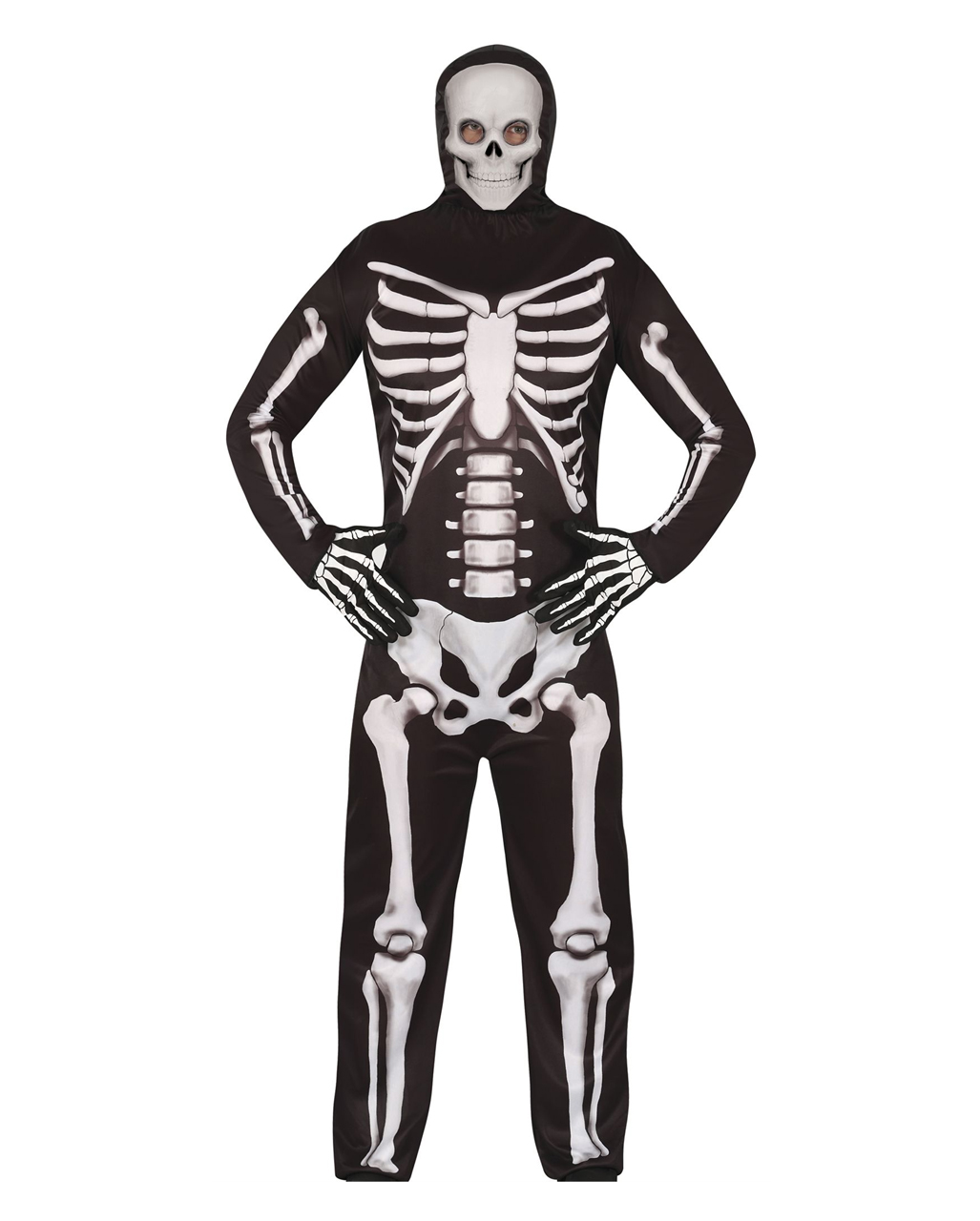 Skeleton Costume With Hood for Halloween & Carnival | Horror-Shop.com