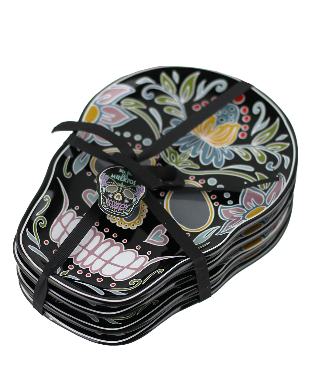 Sugar Skull Plate Set Of 4 | Halloween Homeware | Horror-Shop.com