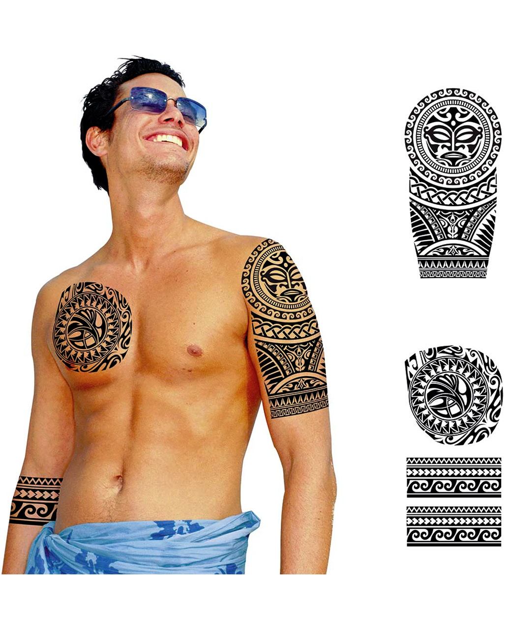 Temporary Tattoos In Maori Design for costumes | Horror-Shop.com