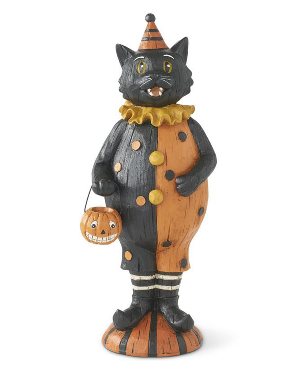 Vintage Katze mit Kürbis Eimerchen Dekofigur 31cm ★ | Horror-Shop.com