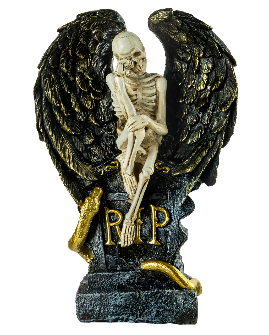 Weeping Angel Of Death With Wings & Gravestone 32cm | Horror-Shop.com