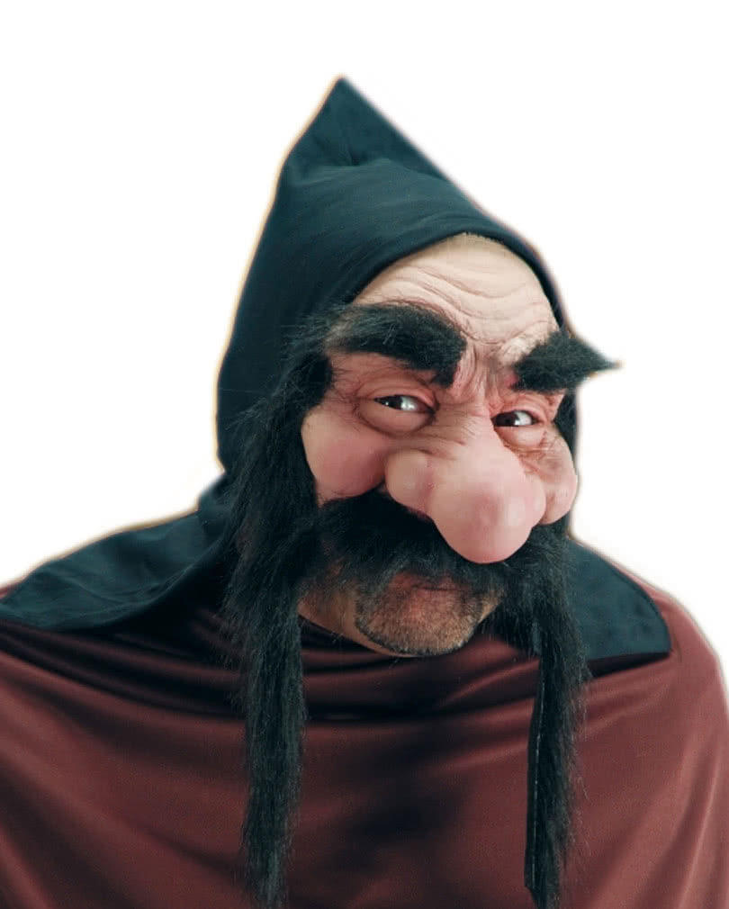 Dwarf half mask with a black beard for thy dwarf costume | horror-shop.com