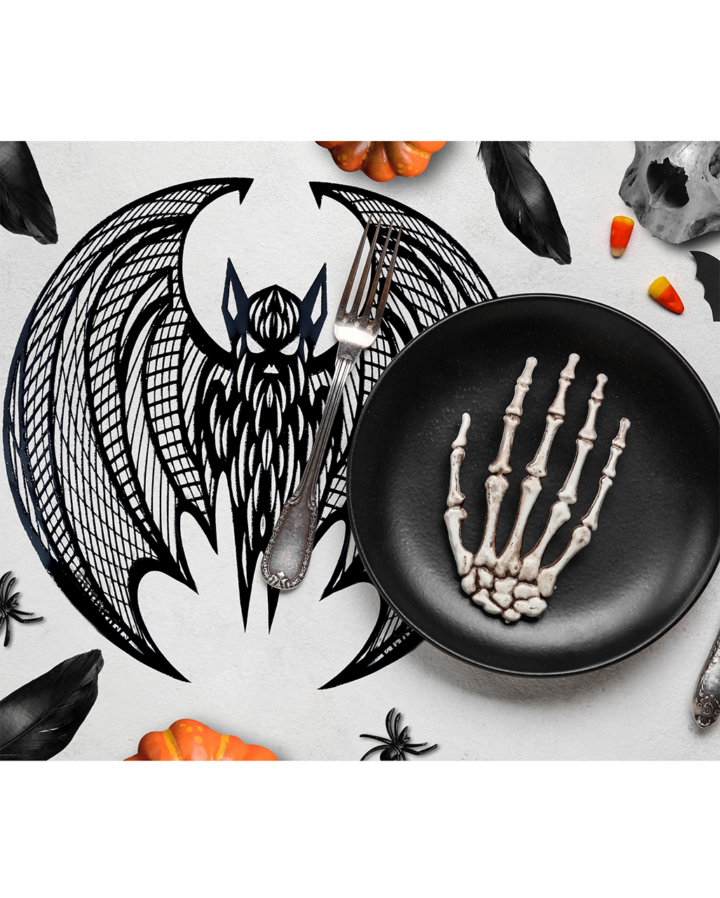 Bat Placemat 38cm 🎃 Halloween table decoration | Horror-Shop.com