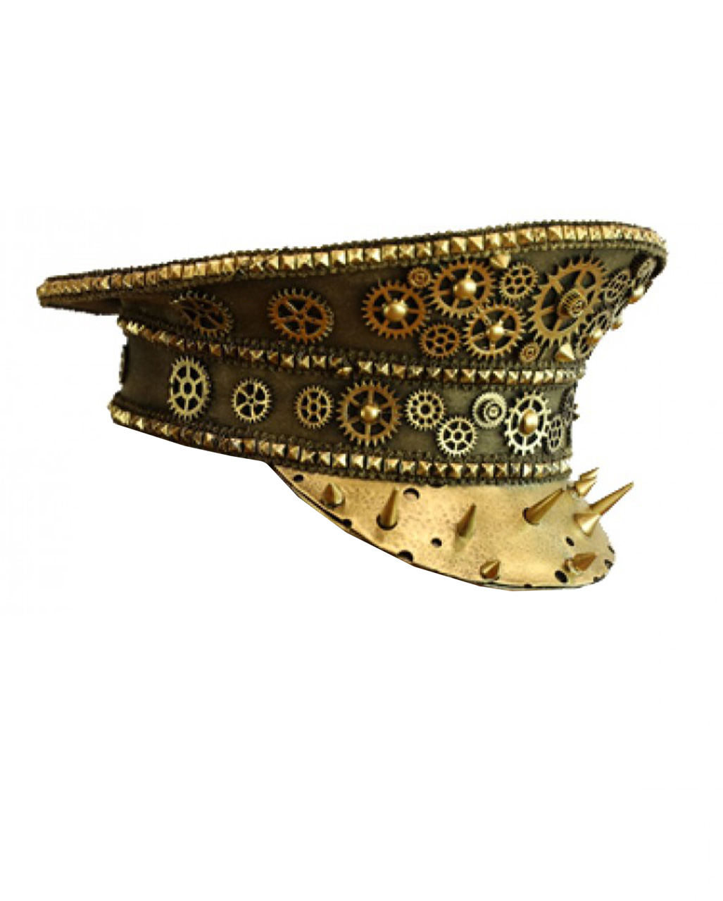 Steampunk Captain Hat With Studs Gold order | Horror-Shop.com