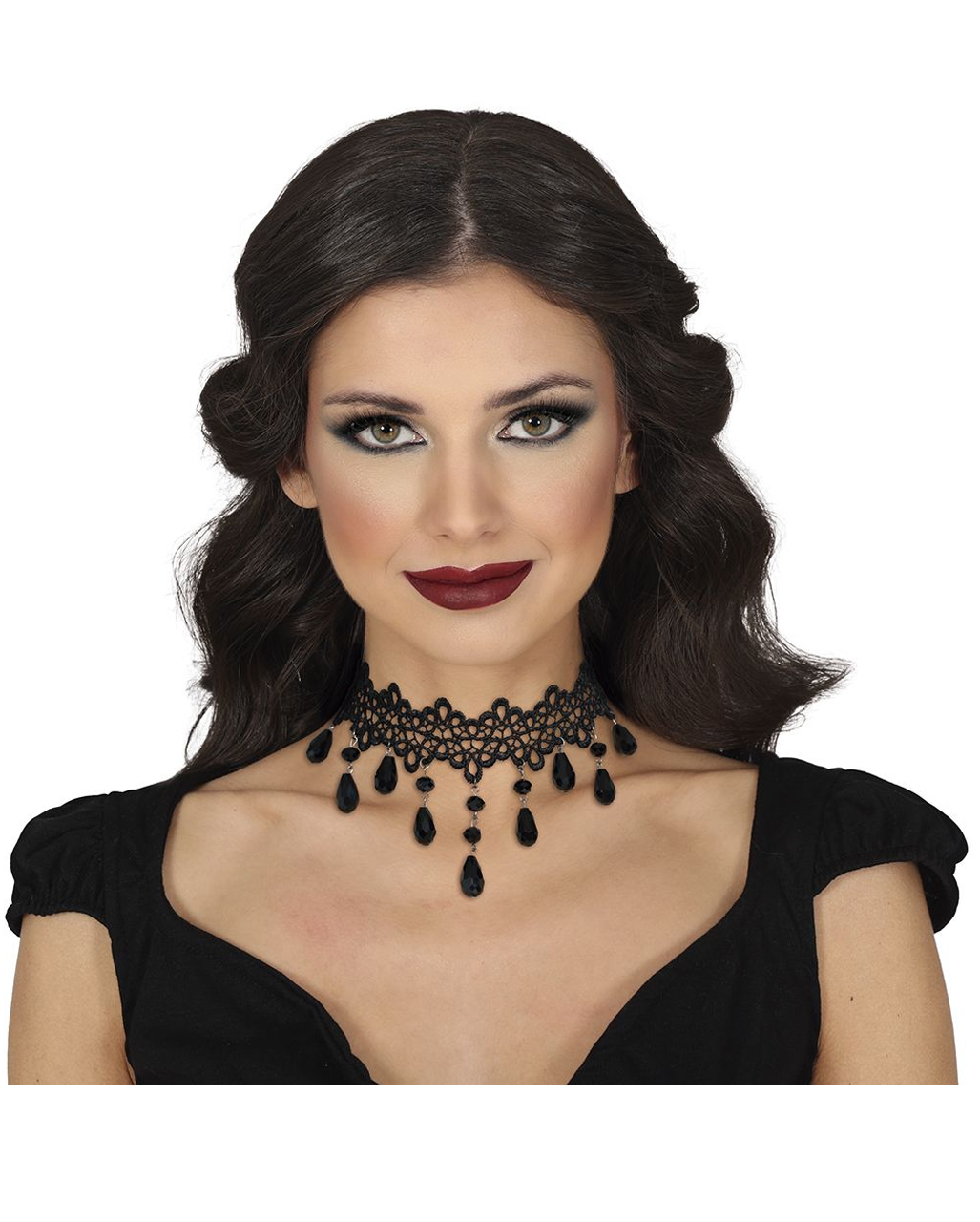 Gothic Baroque Necklace With Black Gemstones ★ | Horror-Shop.com