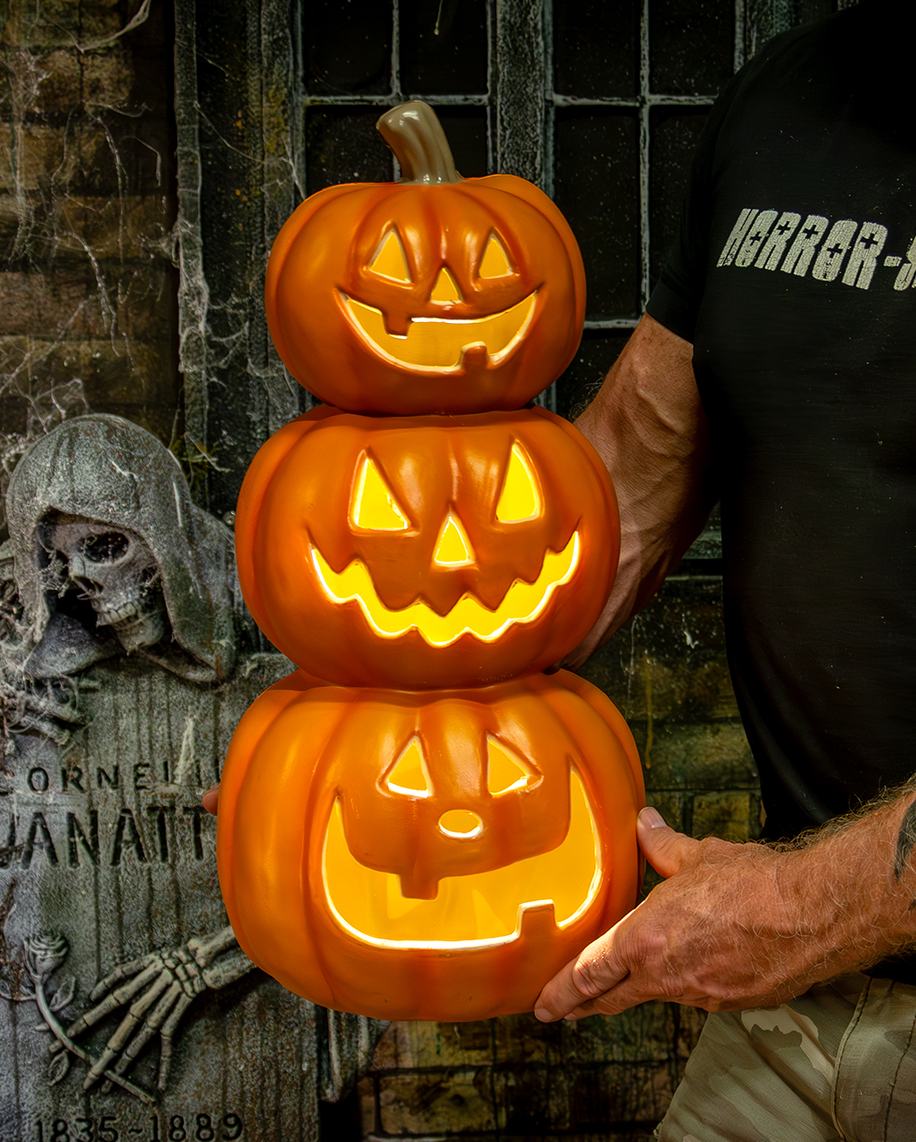 Large Halloween Pumpkin Tower With Light 50cm | Horror-Shop.com