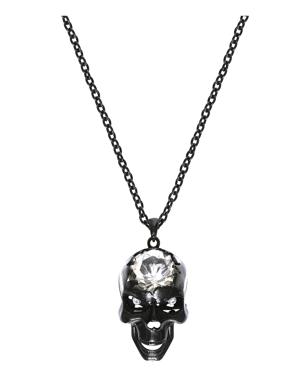 Necklace with skull pendant | Skull with rhinestone | Horror-Shop.com