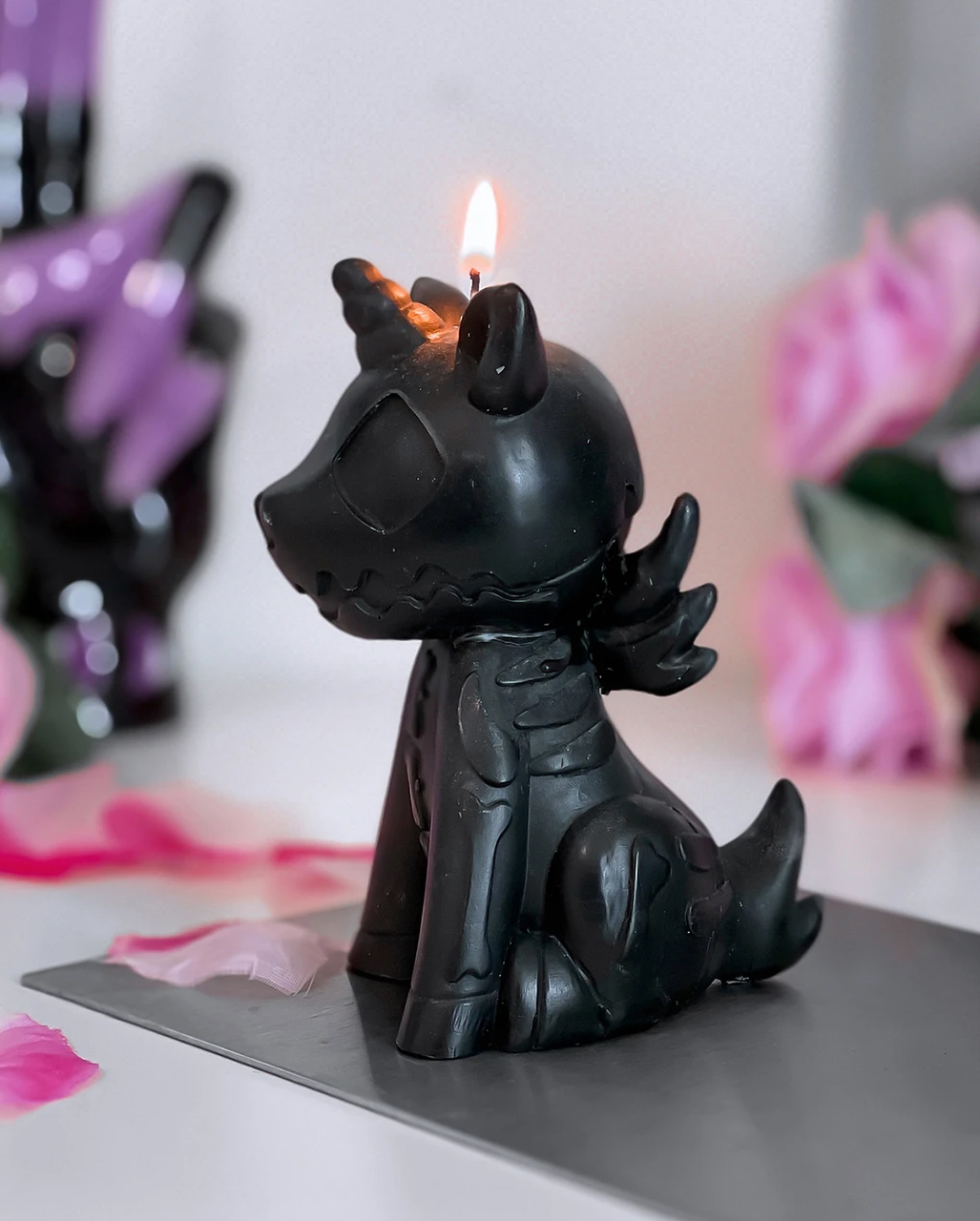 KILLSTAR Skeleton Unicorn Candle Gothic homeware | Horror-Shop.com