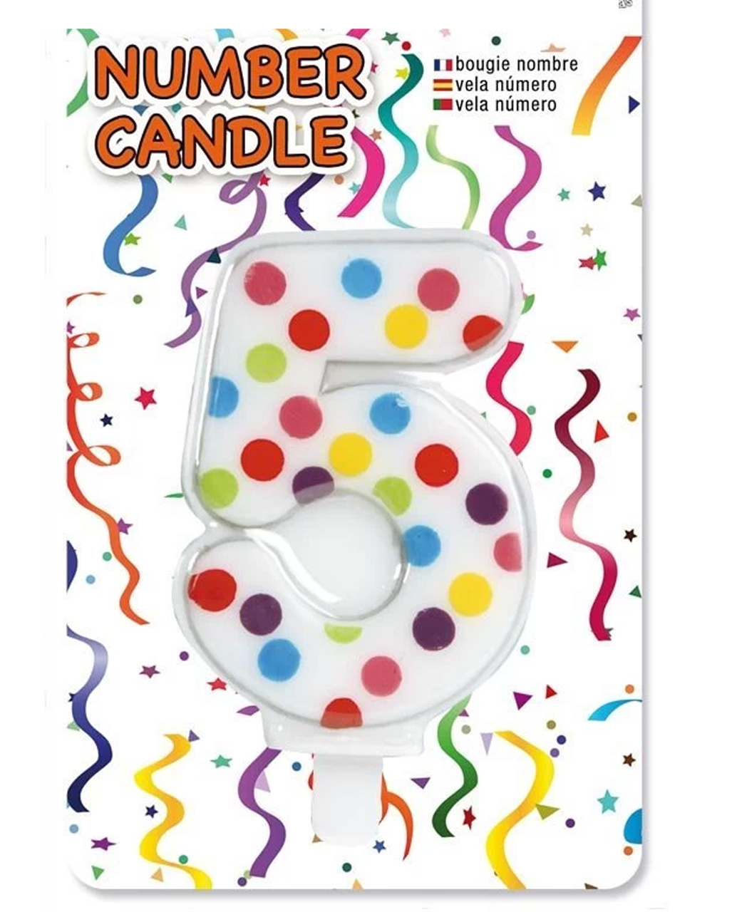 Confetti Number Candle No. 5 (6,5cm) | cake decoration | Horror-Shop.com