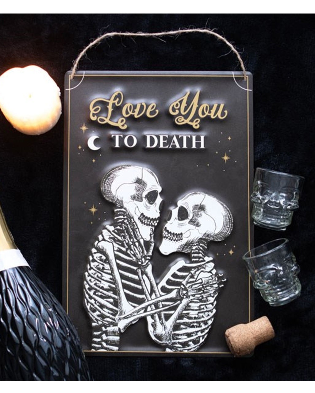"Love You To Death" Skeleton Couple Metal Sign 30x20cm ★ | Horror-Shop.com