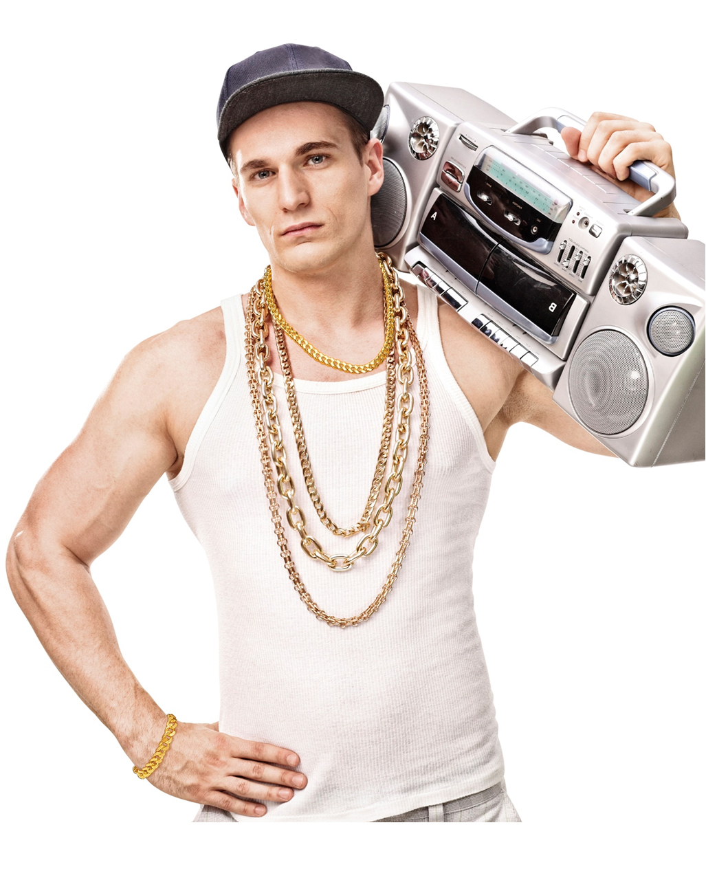 Rapper Gold Chain And Bracelet Costume accessories | Horror-Shop.com