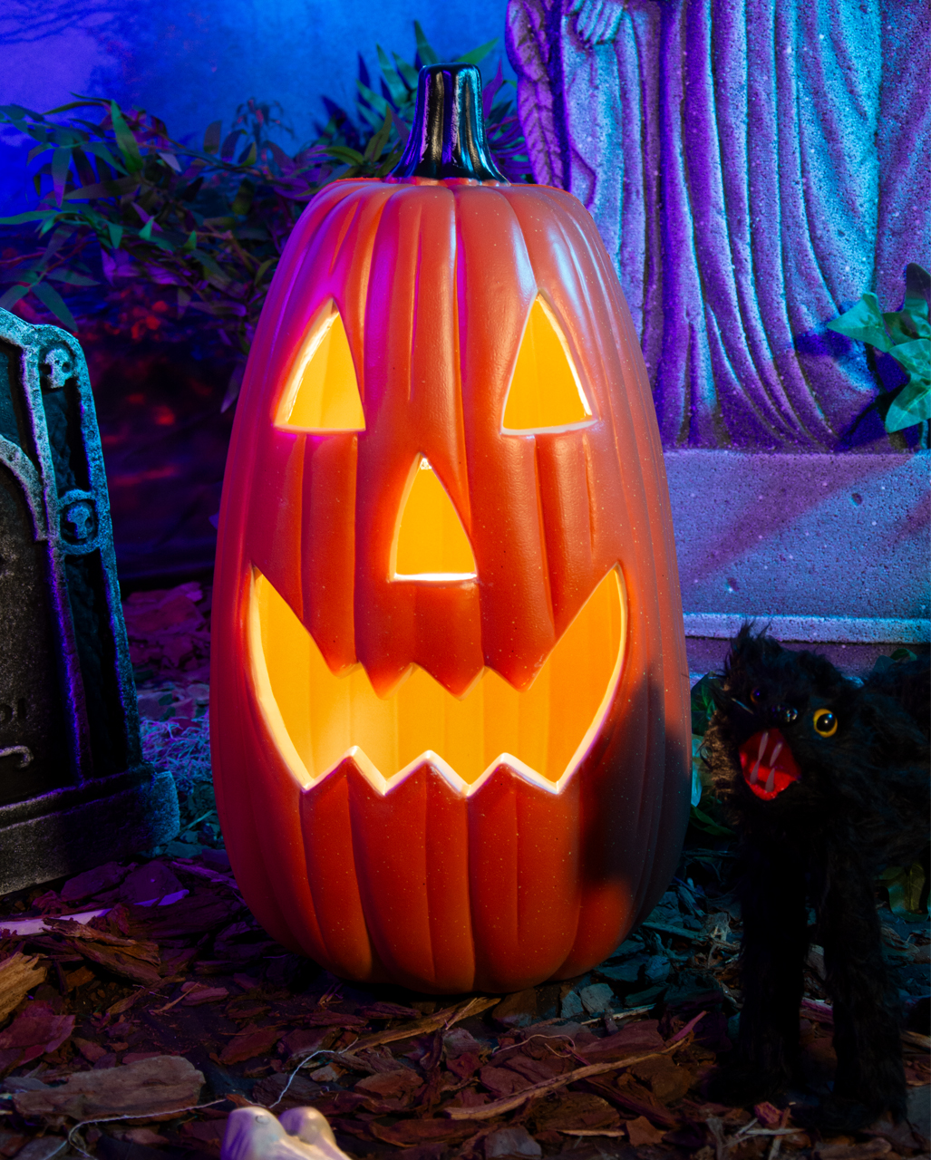 Giant Oval Halloween Pumpkin With Light 55cm ★ | Horror-Shop.com