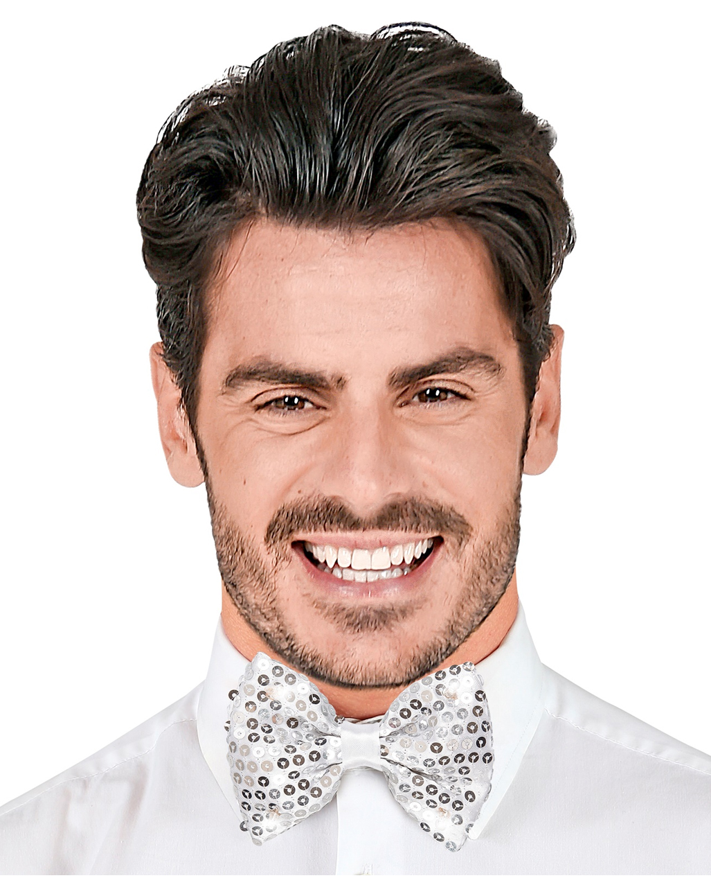 Silver Bow Tie With LED Light as a costume accessory | Horror-Shop.com